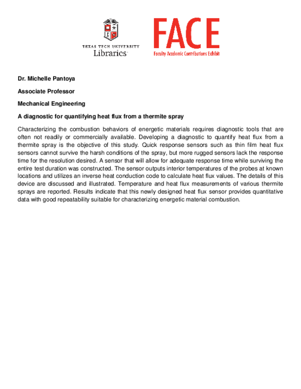 (PDF) A diagnostic for quantifying heat flux from a thermite spray