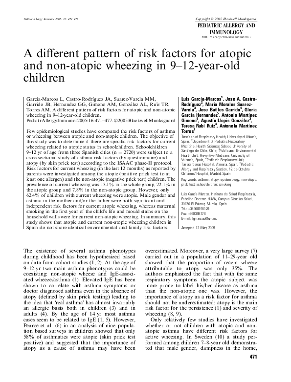 (PDF) A different pattern of risk factors for atopic and non-atopic ...