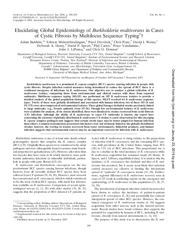 (PDF) Elucidating Global Epidemiology of Burkholderia multivorans in ...