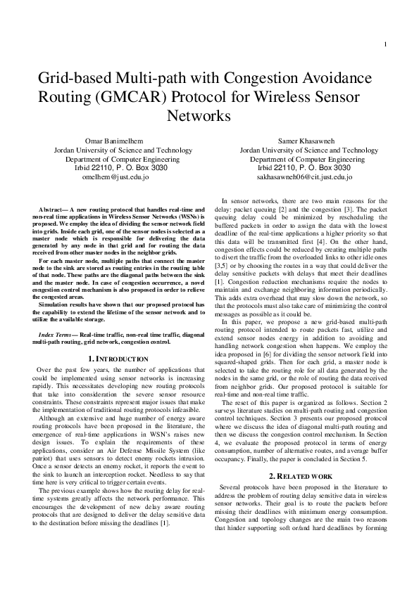 Pdf Grid Based Multi Path With Congestion Avoidance Routing Gmcar Protocol For Wireless