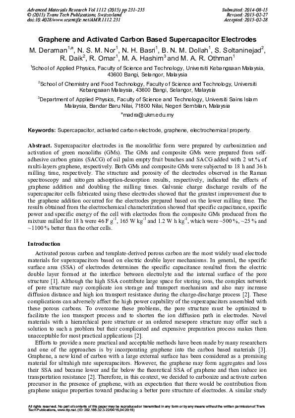 (PDF) Graphene and Activated Carbon Based Supercapacitor Electrodes