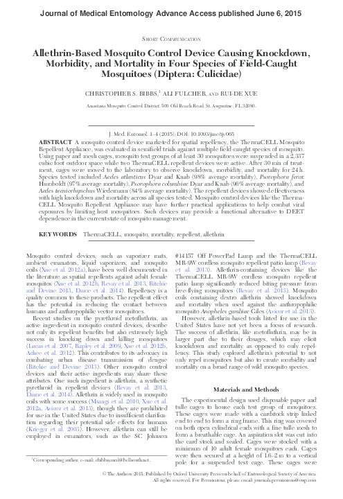 (PDF) Allethrin-Based Mosquito Control Device Causing Knockdown ...