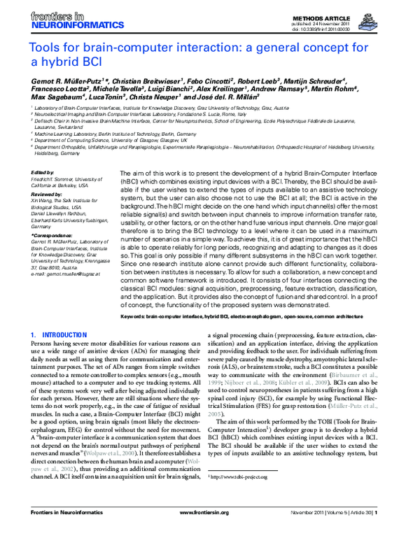 (PDF) Tools for Brain-Computer Interaction: A General Concept for a ...