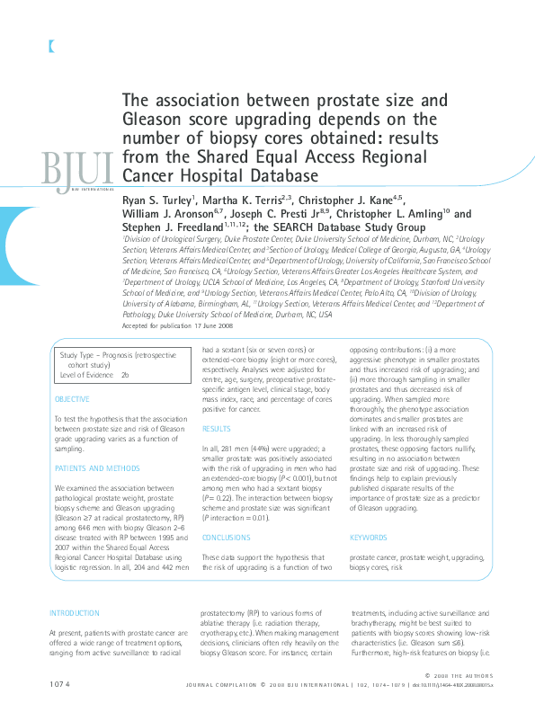 (PDF) The association between prostate size and Gleason score upgrading ...