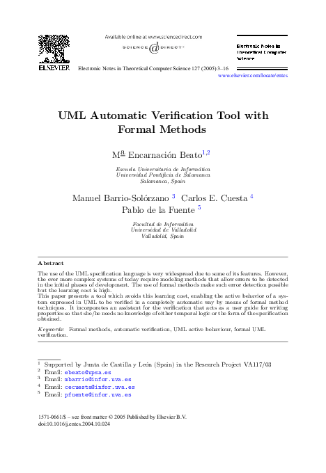 Pdf Uml Automatic Verification Tool With Formal Methods