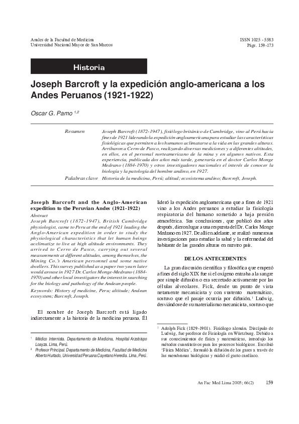 (PDF) Joseph Barcroft y la expedición anglo-americana a los Andes ...