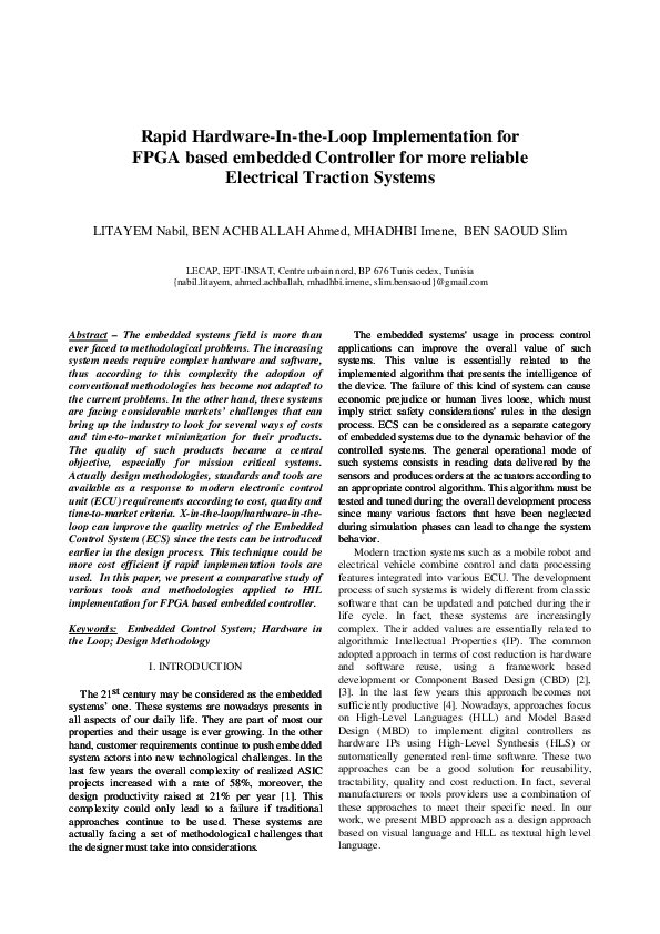 (PDF) Rapid Hardware-In-the-Loop Implementation for FPGA Based Embedded Controller for More ...