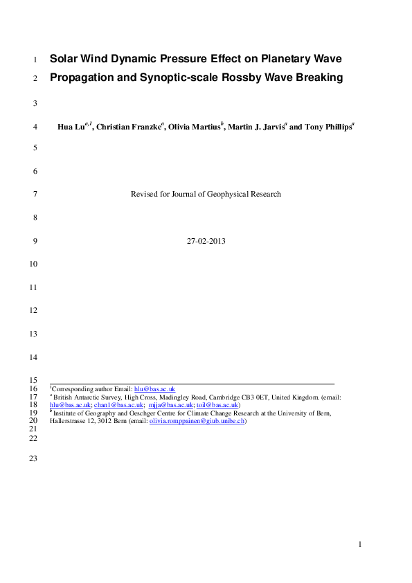 (PDF) Solar wind dynamic pressure effect on planetary wave propagation ...