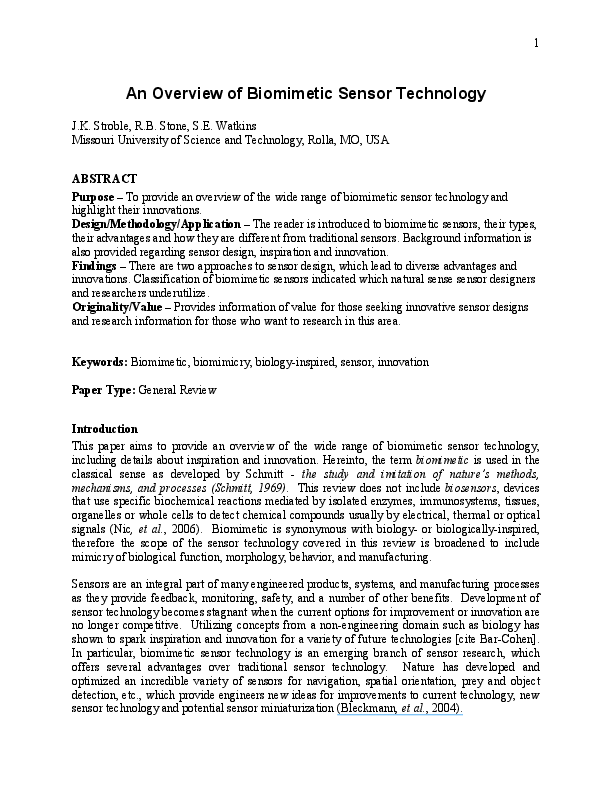 (PDF) An overview of biomimetic sensor technology