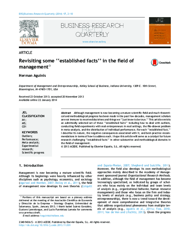 (PDF) Revisiting some "established facts" in the field of management