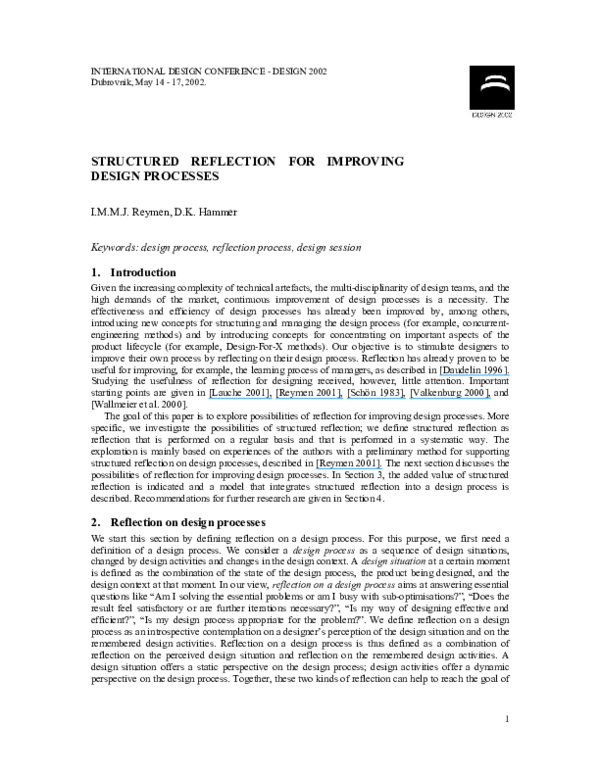 (PDF) STRUCTURED REFLECTION FOR IMPROVING DESIGN PROCESSES