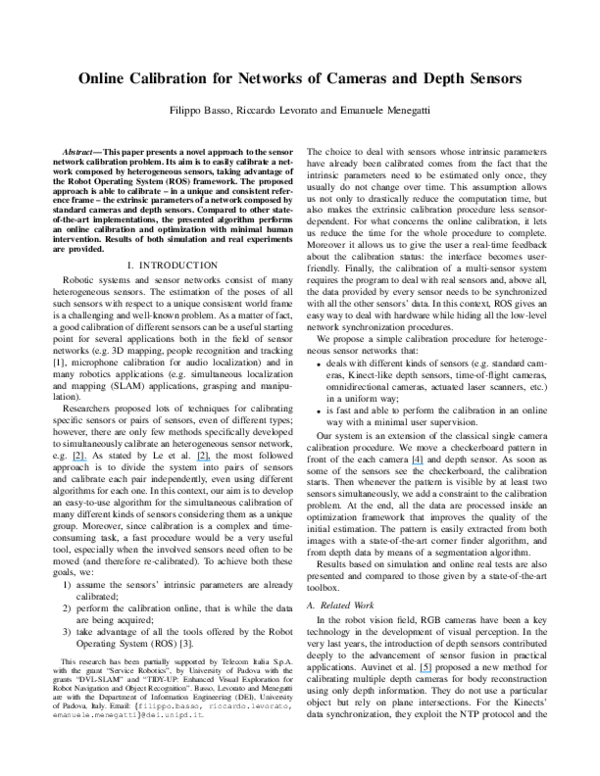 (PDF) Online calibration for networks of cameras and depth sensors