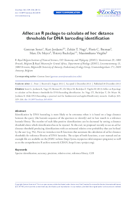 (PDF) Adhoc: an R package to calculate ad hoc distance thresholds for ...
