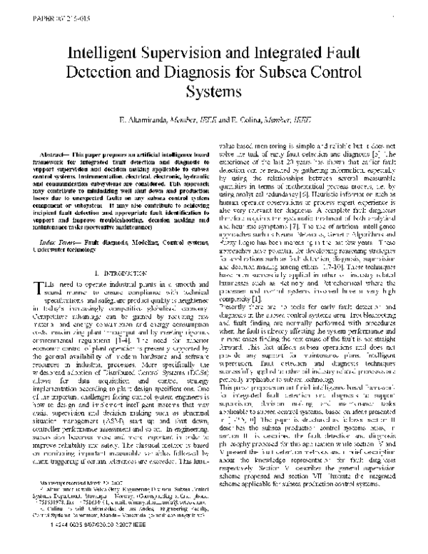 Pdf Intelligent Supervision And Integrated Fault Detection And