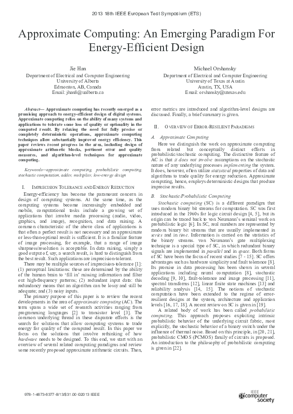 (PDF) Approximate Computing: An Emerging Paradigm For Energy-Efficient Design