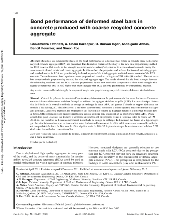 (PDF) Durability of recycled aggregate concrete designed with equivalent mortar volume method