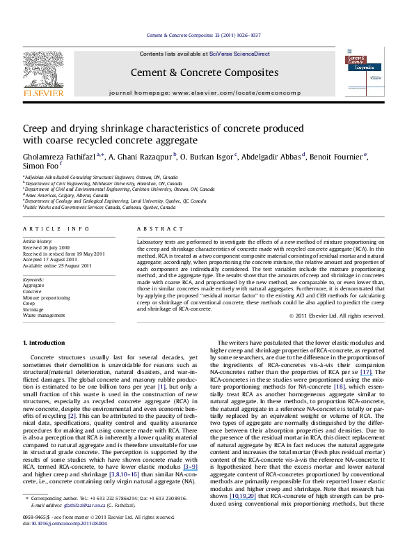 (PDF) Creep and drying shrinkage characteristics of concrete produced ...