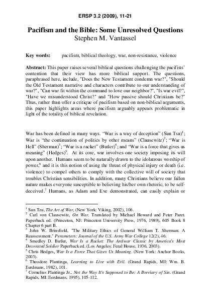 (PDF) Pacifism and the Bible: Some Unresolved Questions