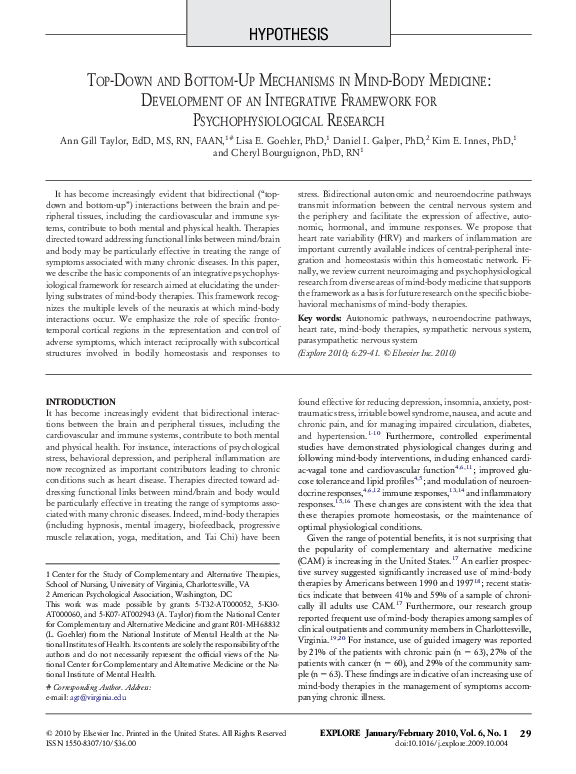 (PDF) Top-Down and Bottom-Up Mechanisms in Mind-Body Medicine ...