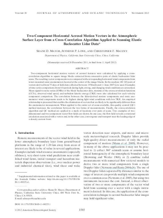 (PDF) Two-Component Horizontal Aerosol Motion Vectors in the Atmospheric Surface Layer from a ...