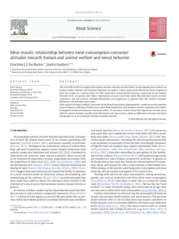 (PDF) Meat morals: relationship between meat consumption consumer ...