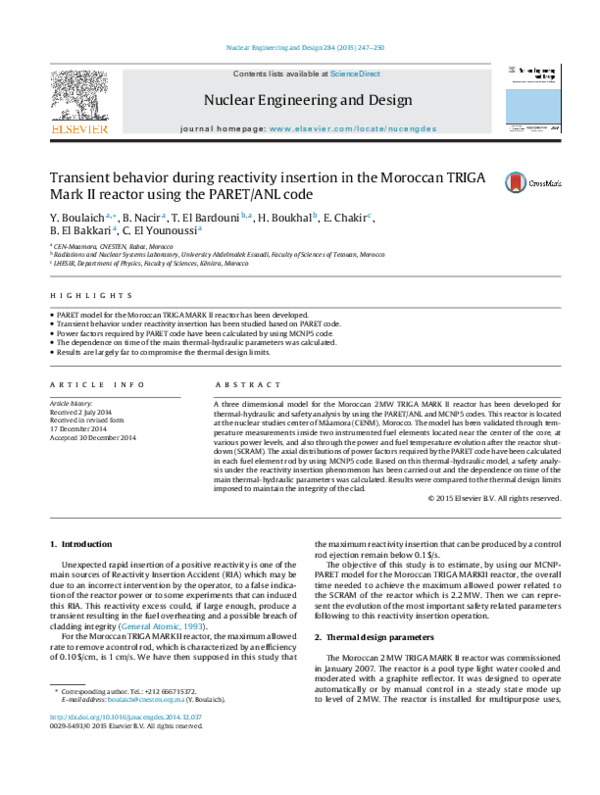 Pdf Measurement Of Feedback Reactivity Effects Of The Baec Triga Reactor Al Amin Hossain