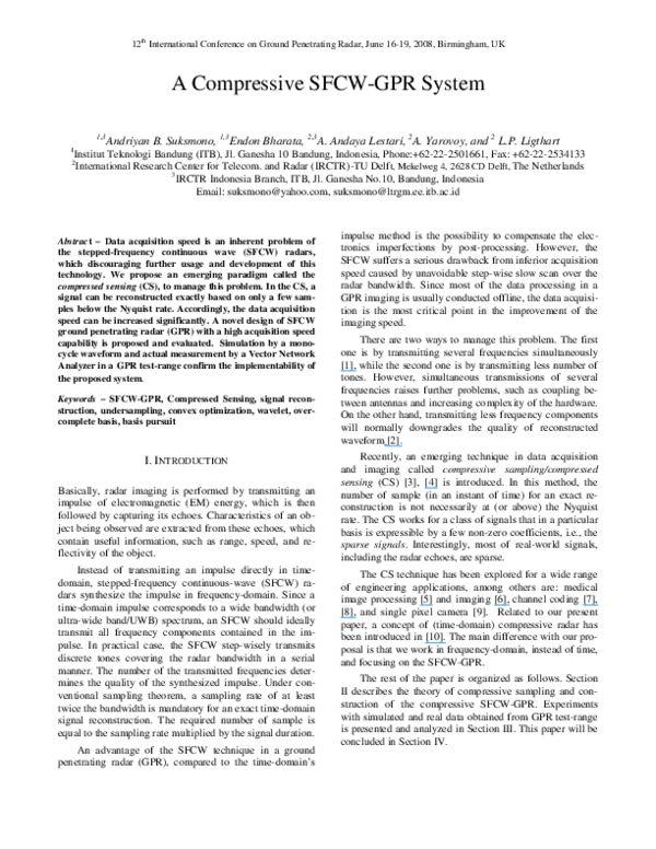 (PDF) A compressive SFCW-GPR system