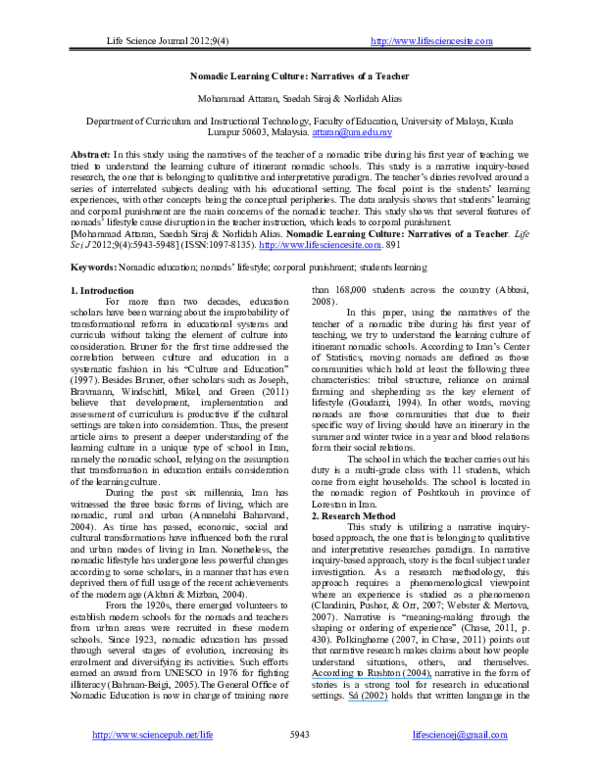 (PDF) Teacher Narratives in Nomadic Learning Cultures