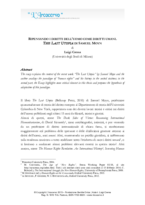 (PDF) THE LAST UTOPIA DI SAMUEL MOYN
