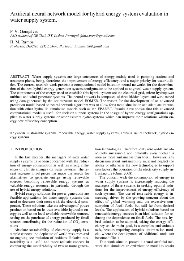 (PDF) Artificial neural network model for hybrid energy system ...