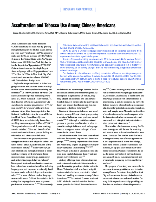 (PDF) Acculturation and Tobacco Use Among Chinese Americans
