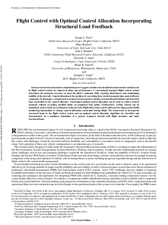 (PDF) Flight Control with Optimal Control Allocation Incorporating Structural Load Feedback