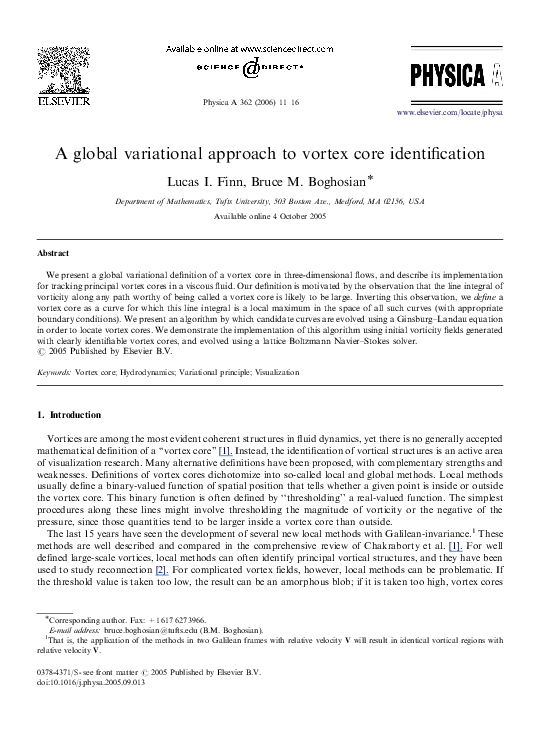(PDF) A global variational approach to vortex core identification