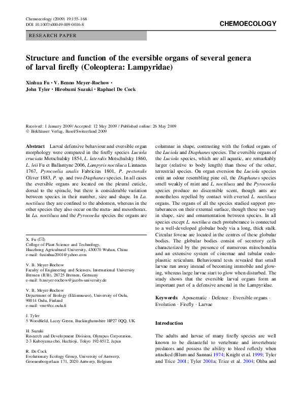 (PDF) Structure and function of the eversible organs of several genera ...