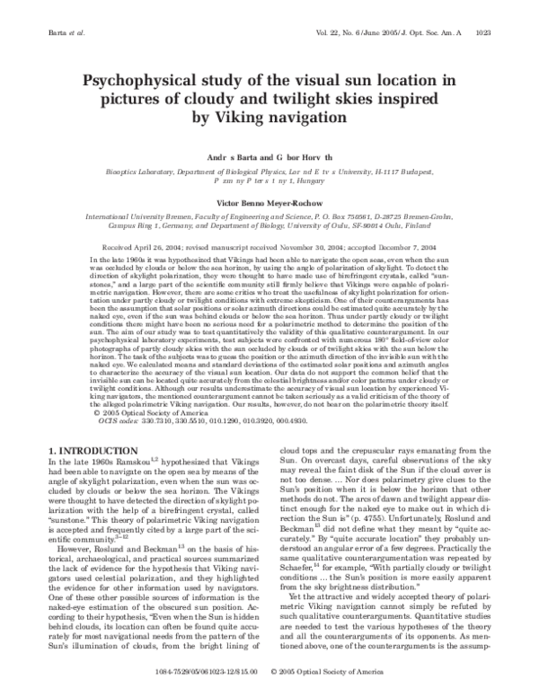 (PDF) Psychophysical study of the visual sun location in pictures of ...
