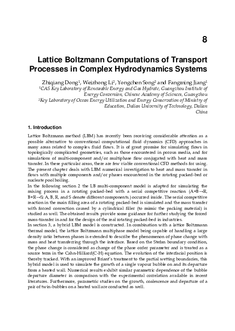 (PDF) Lattice Boltzmann Computations of Transport Processes in Complex Hydrodynamics Systems