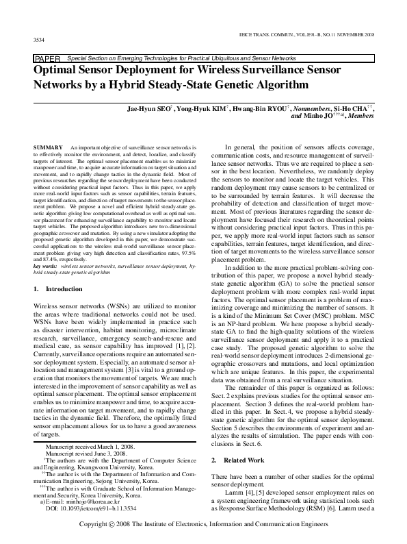 (PDF) Optimal Sensor Deployment for Wireless Surveillance Sensor Networks by a Hybrid Steady ...