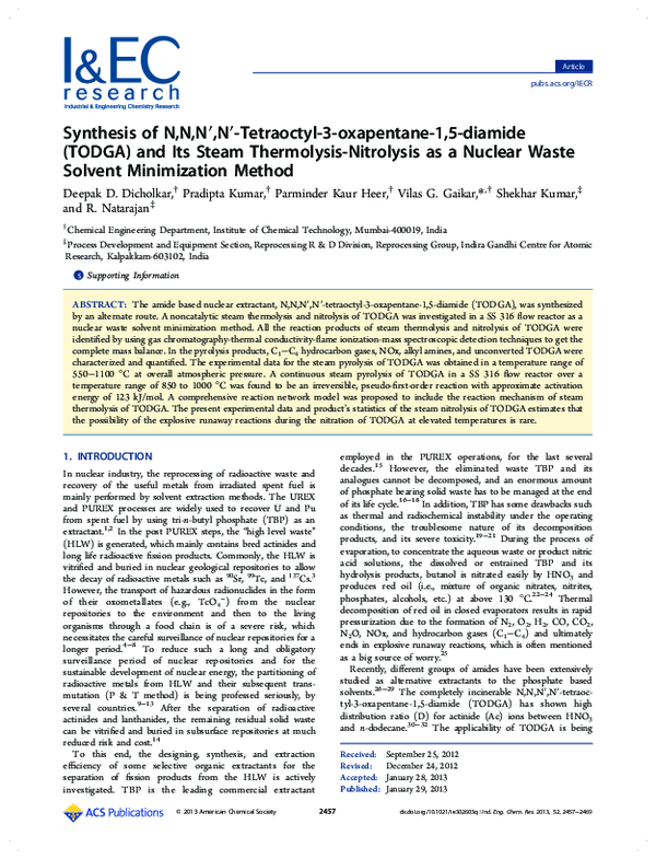 (PDF) Synthesis of N,N,N′,N′-Tetraoctyl-3-oxapentane-1,5-diamide (TODGA ...