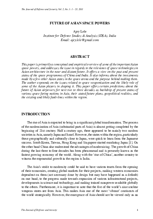 (PDF) FUTURE OF ASIAN SPACE POWERS