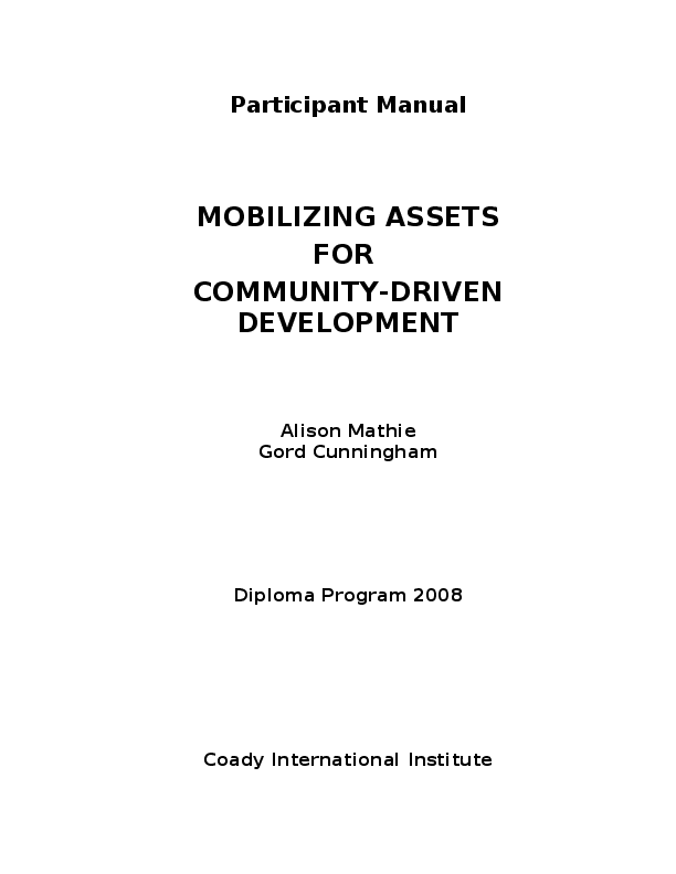 (DOC) MOBILIZING ASSETS FOR COMMUNITY-DRIVEN DEVELOPMENT