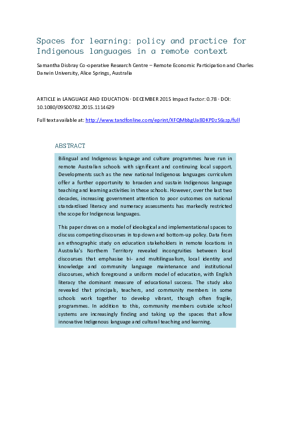 indigenous languages in australian schools