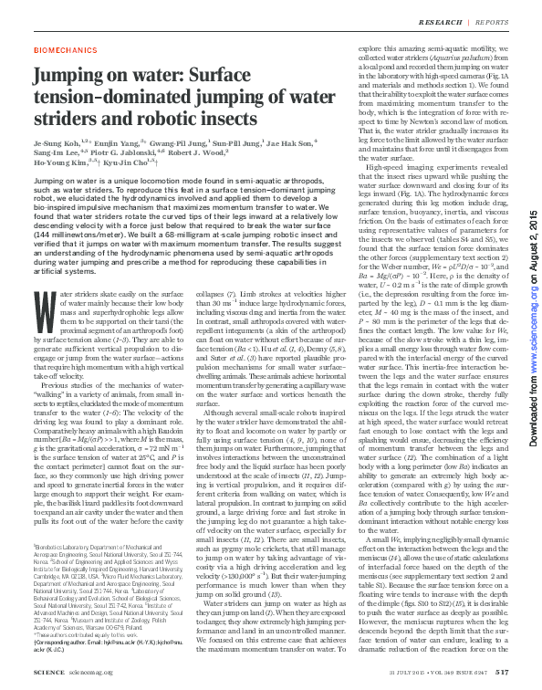 (PDF) Jumping on water: Surface tension-dominated jumping of water ...