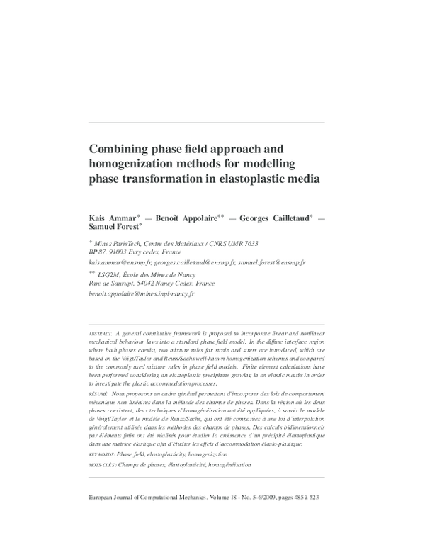 (PDF) Combining phase field approach and homogenization methods for modelling phase ...