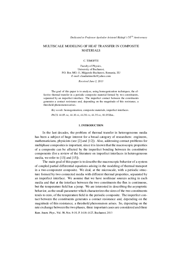 (PDF) Multiscale modeling of heat transfer in composite materials