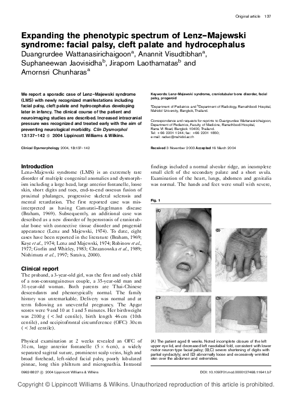 (PDF) Expanding the phenotypic spectrum of Lenz???Majewski syndrome ...