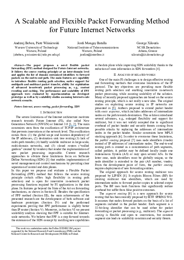 Pdf A Scalable And Flexible Packet Forwarding Method For Future Internet Networks