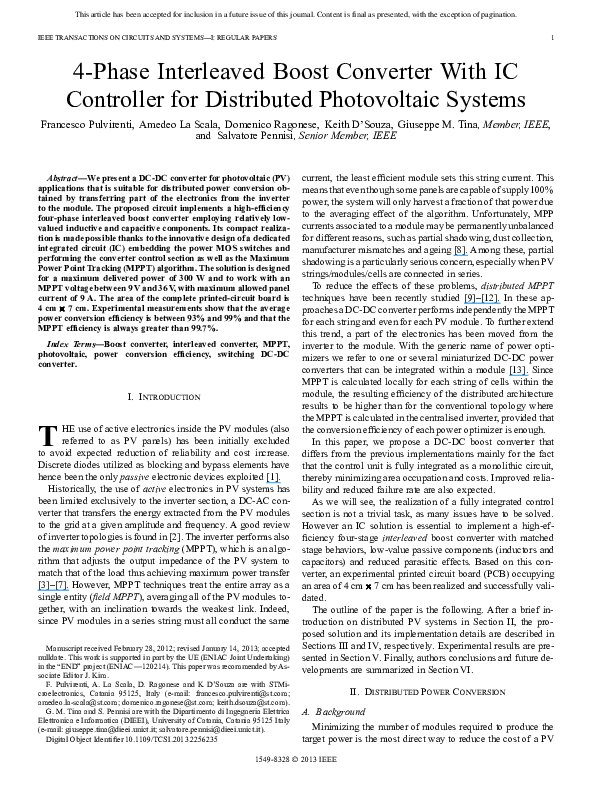 (PDF) 4-Phase Interleaved Boost Converter With IC Controller for Distributed Photovoltaic Systems