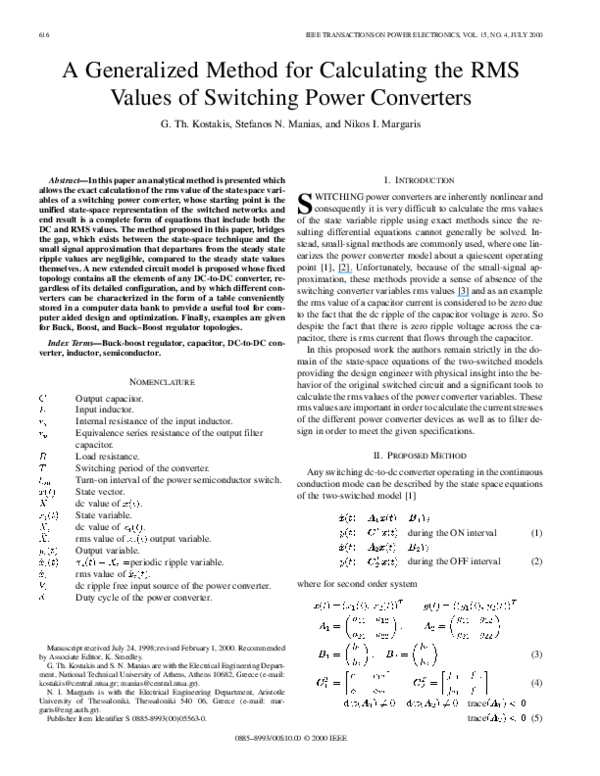 (PDF) A generalized method for calculating the RMS values of switching ...