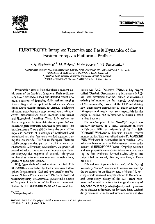 (PDF) EUROPROBE: Intraplate tectonics and basin dynamics of the Eastern ...