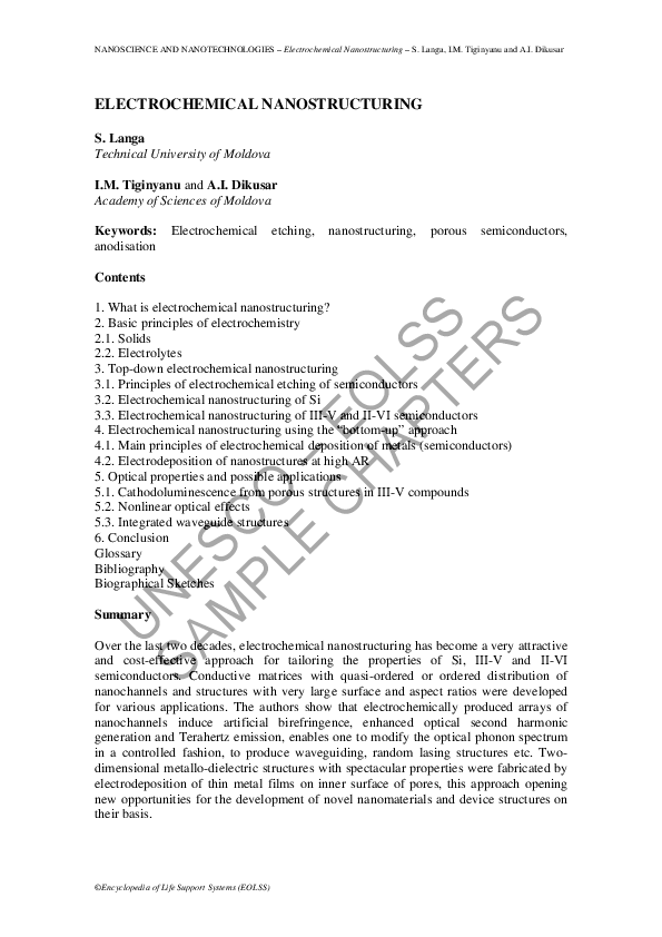 (PDF) ELECTROCHEMICAL NANOSTRUCTURING